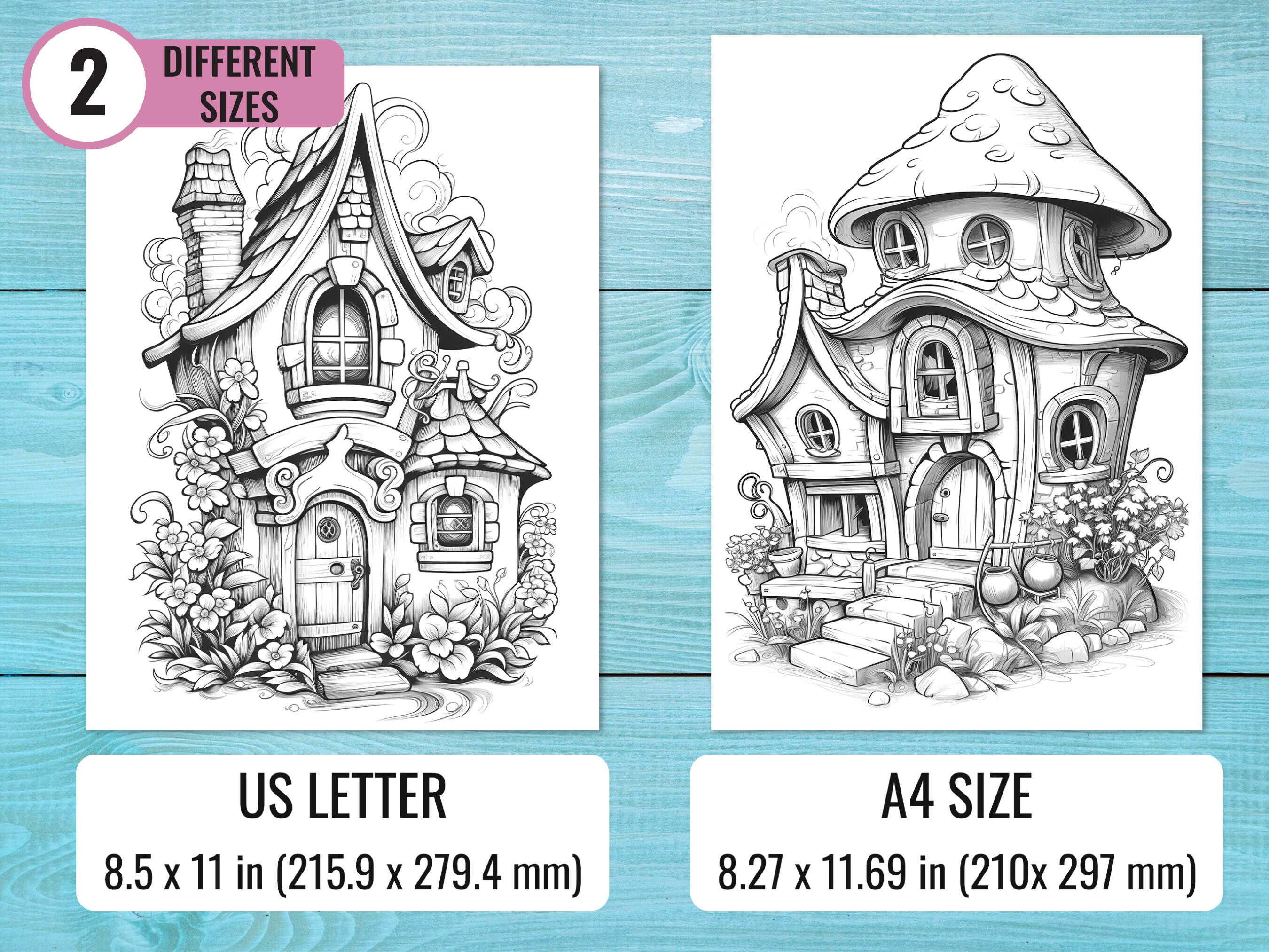 Flower Houses Coloring Book, 31 Printable Blooming Homes Coloring Pages ...