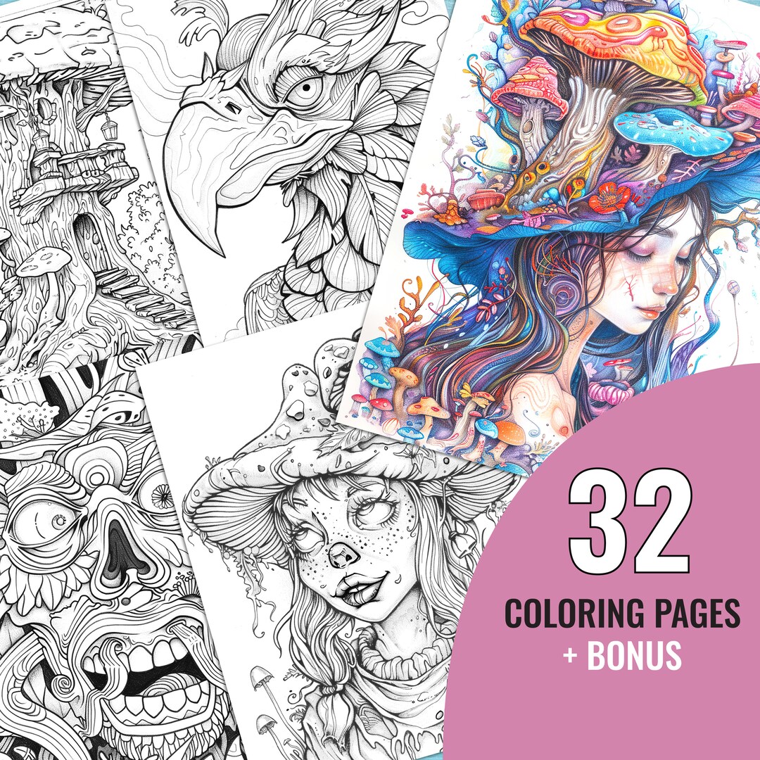 Fairytale Coloring Book, 32 Printable Fantasy Pages for Kids and Adults ...