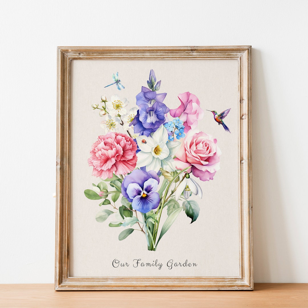 Birth Flower Family Bouquet Digital Download Printable Custom Grandma's ...