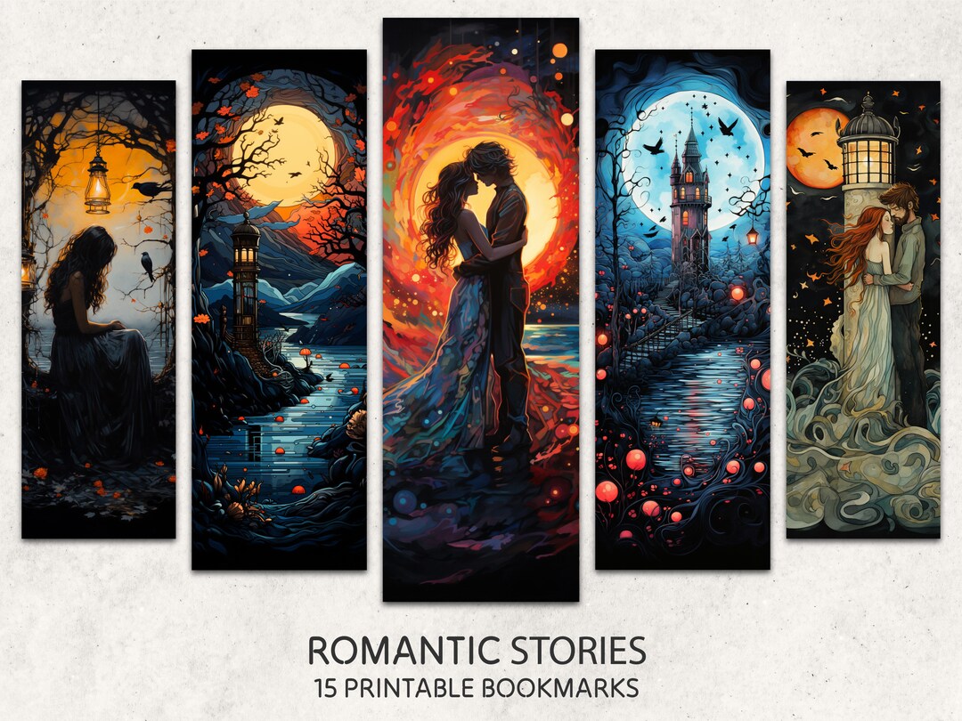 Romantic Stories Bookmarks 15 Printable Love Bookmarks Digital Download ...