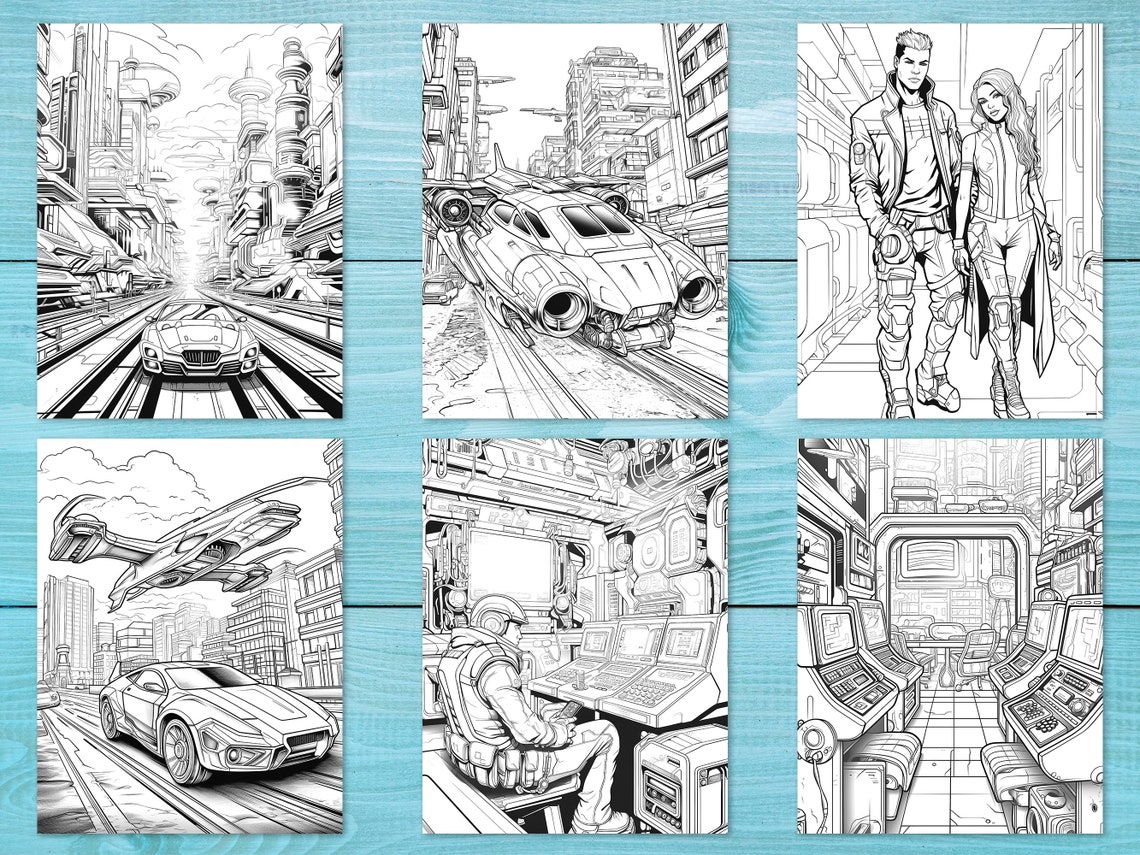 Cyberpunk Coloring Book, 31 Printable Fantastic Pages for Adults and ...