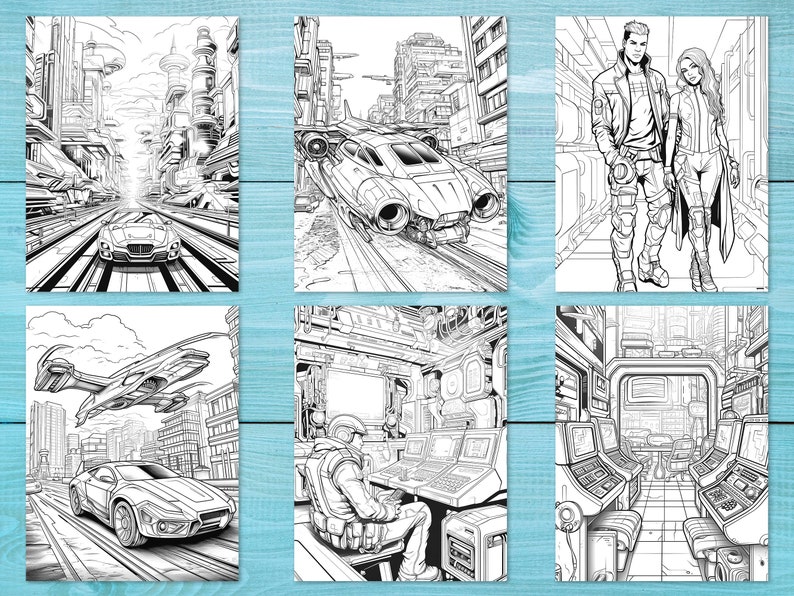 Cyberpunk Coloring Book, 31 Printable Fantastic Pages for Adults and ...
