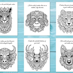 Animal Mandala Coloring Book, 30 Inspiring Printable Pages for Adults ...
