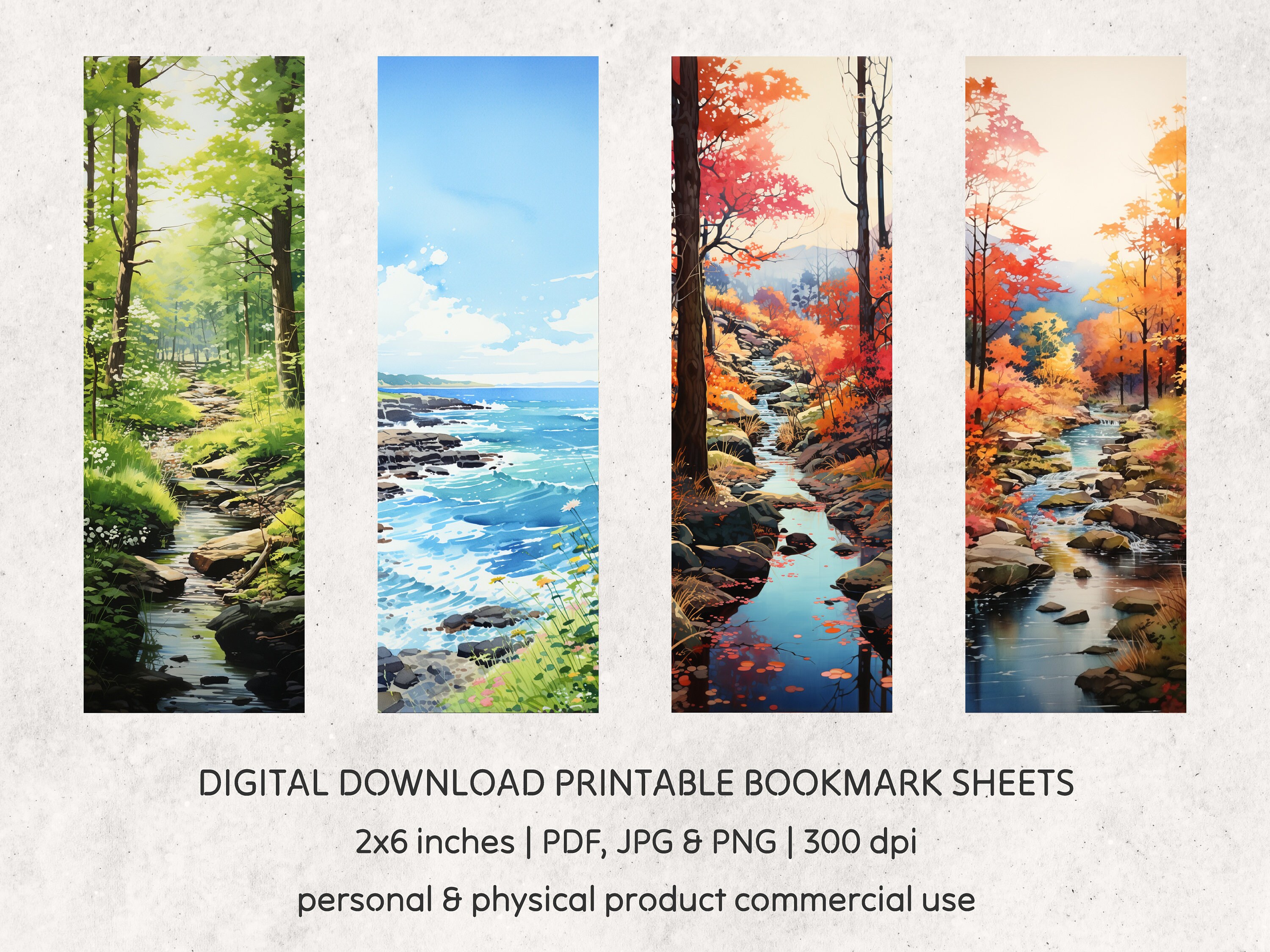 Seasons Landscapes Bookmarks 12 Printable Bookmarks Digital Download ...