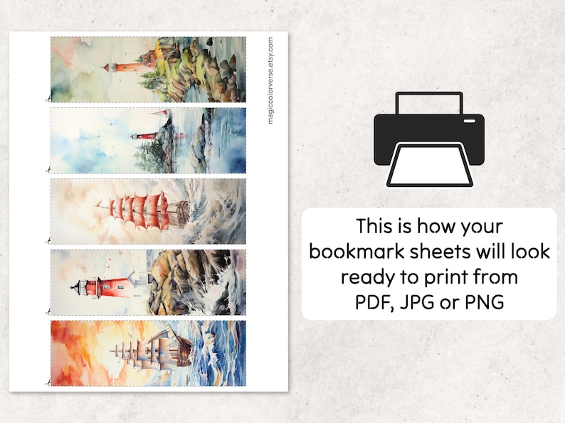 Nautical Bookmark 15 Printable Bookmarks Digital Download Lighthouse ...
