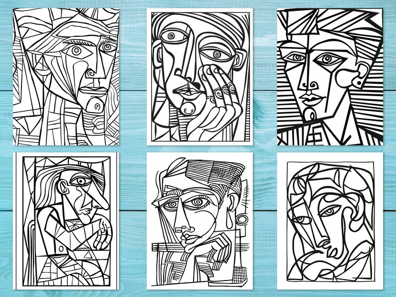 Cubism Art Coloring Book, 32 Printable Painting Coloring Pages for ...
