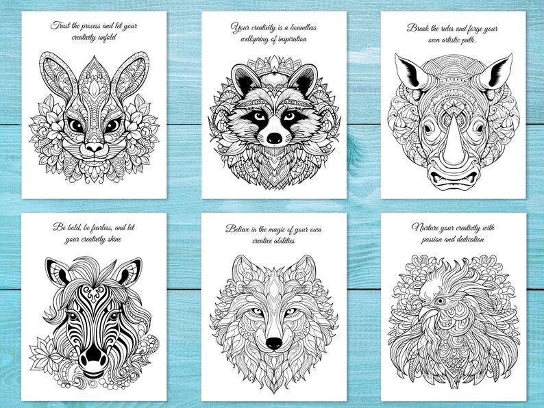 Animal Mandala Coloring Book 30 Inspiring Printable Pages for - Etsy
