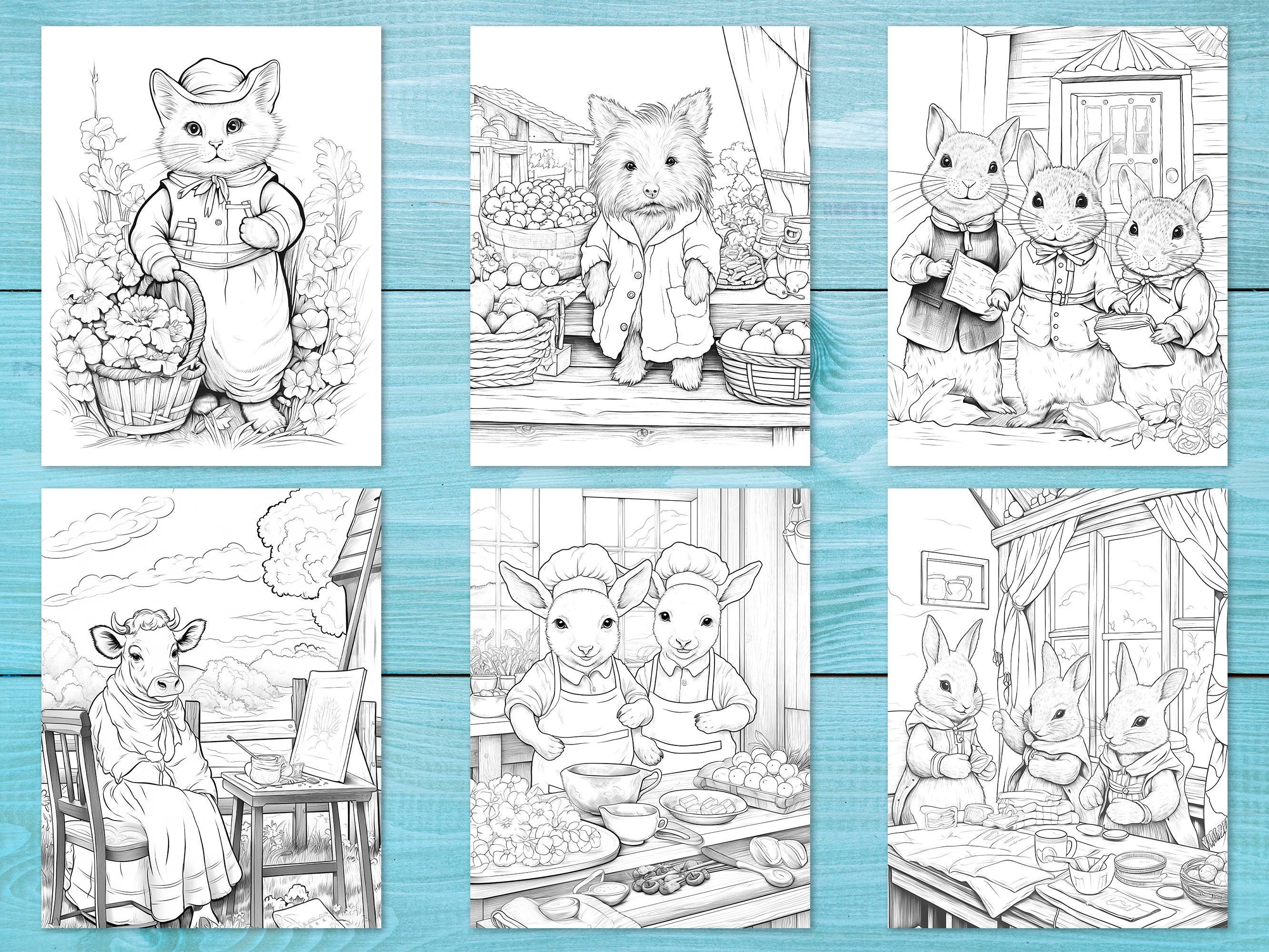 Farm Animals Coloring Book, 31 Printable Pages for Adults and Kids ...