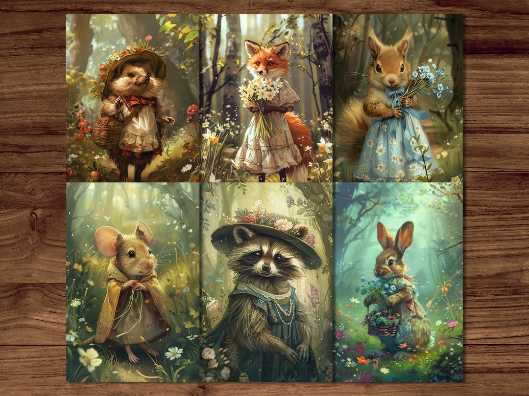 Fantasy Animals Postcards, 6 Printable Magic Postcards Digital Download ...