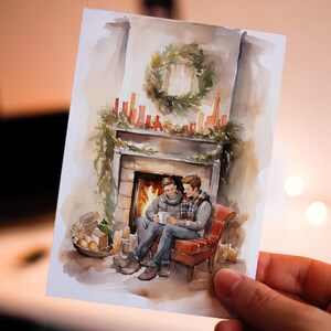 Gay Christmas Postcards, 6 Printable LGBT Postcard Digital Download ...