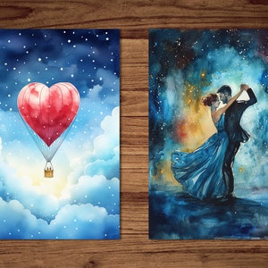 Love Postcards, 6 Printable Romantic Postcard Digital Download, Love ...