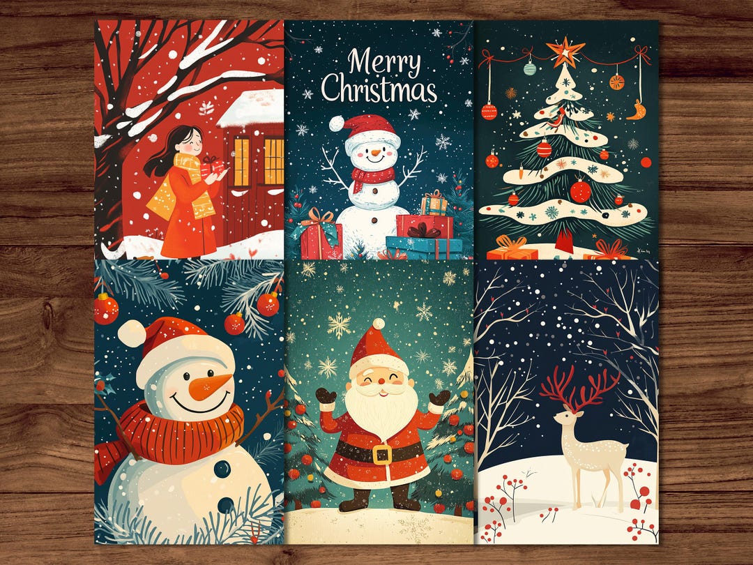 Merry Christmas Postcards | Printable Holiday Greeting Cards | Joyous ...