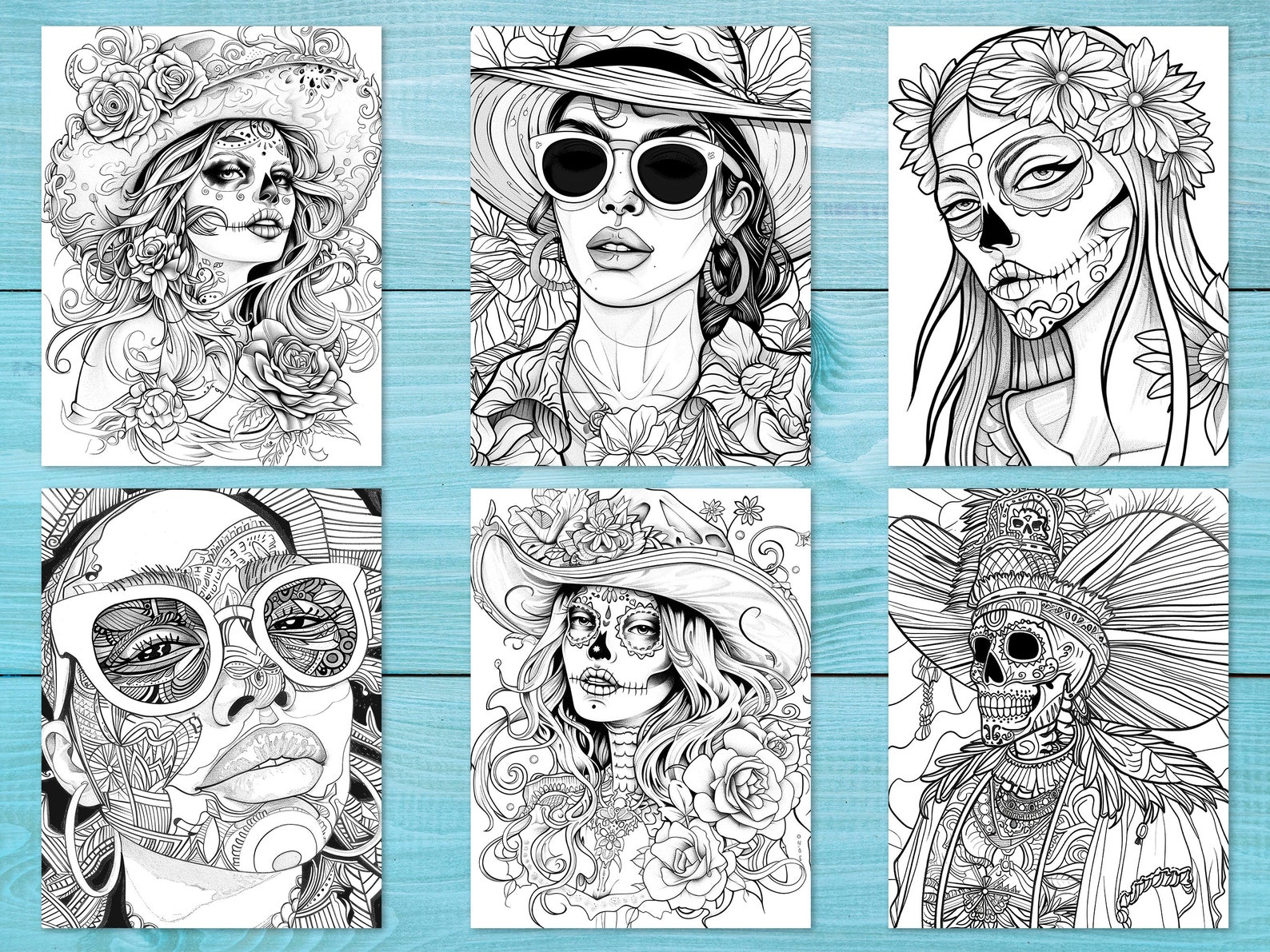 Chicano Art Coloring Book, 34 Printable Grayscale Pages for Adult ...