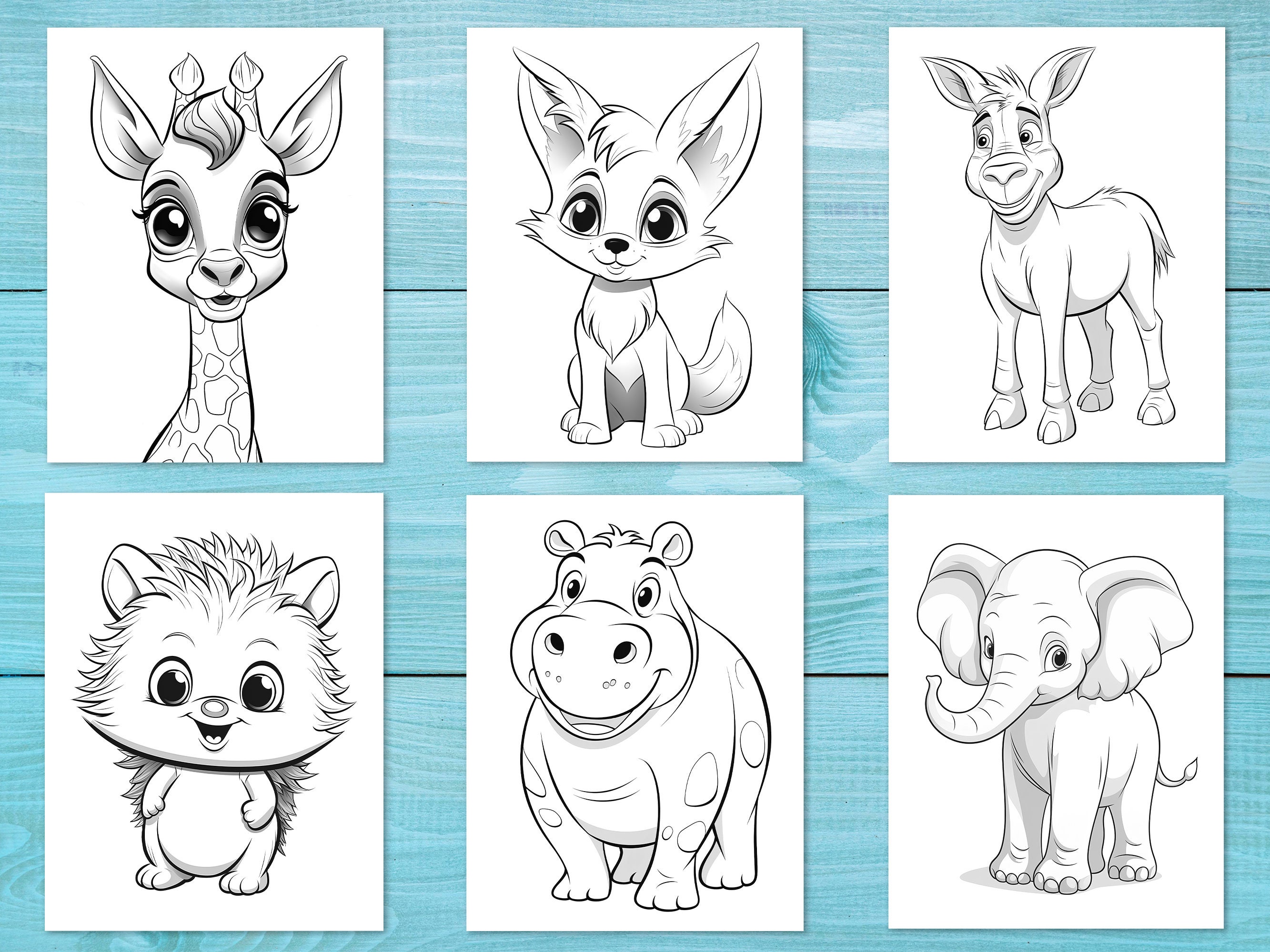 Cute Animals Coloring Book 32 Printable PDF Pages for Kids - Etsy