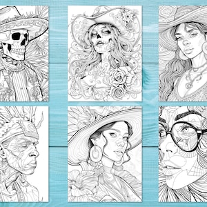 Chicano Art Coloring Book, 34 Printable Grayscale Pages for Adult ...