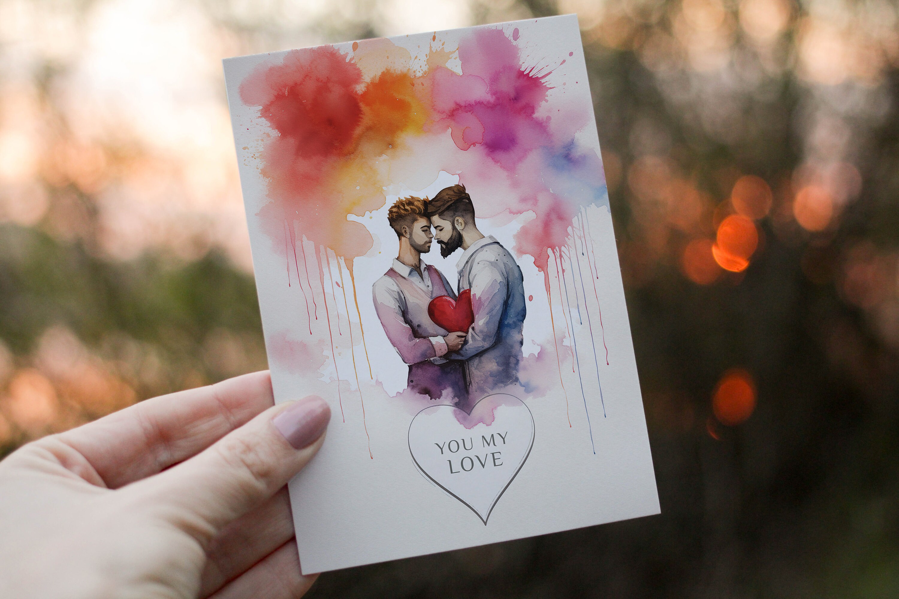 Romantic Gay Postcards, 6 Printable LGBT Postcard Digital Download ...