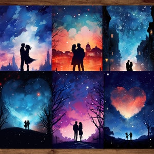 Romantic Postcards, 6 Printable Postcard Digital Download, Love Сards ...