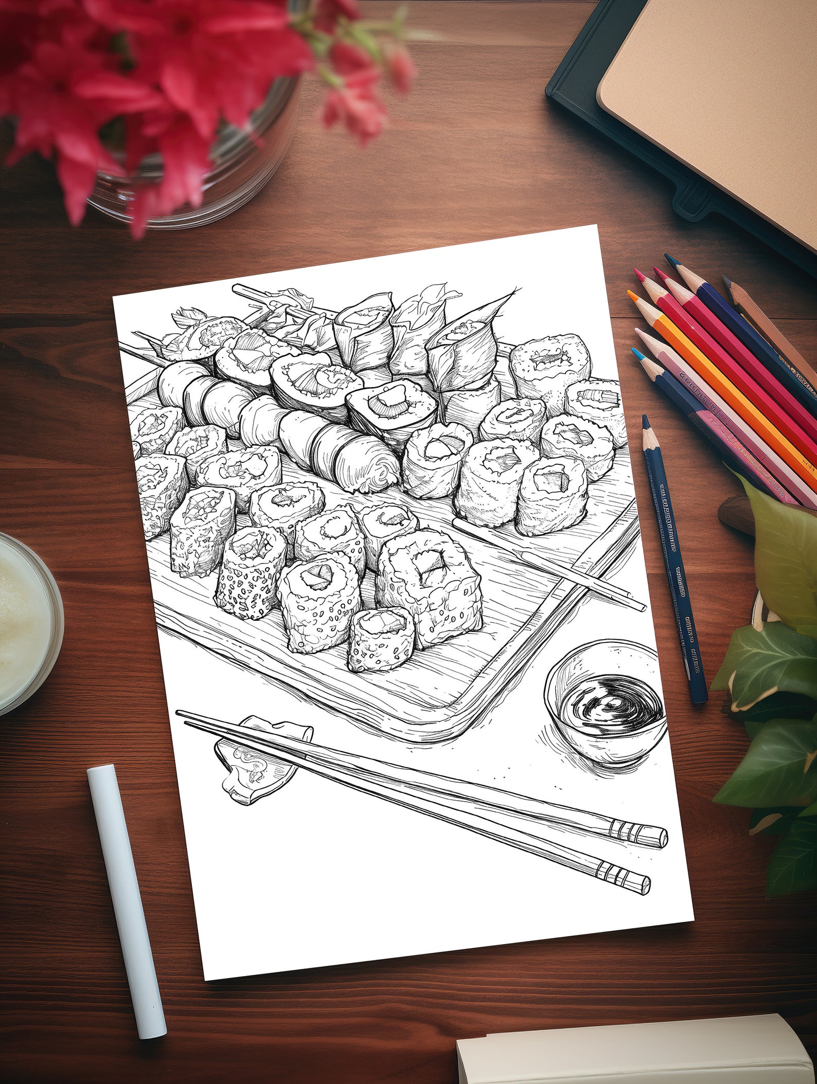 Food Coloring Book, 35 Printable Cookery Pages for Adults and Kids ...