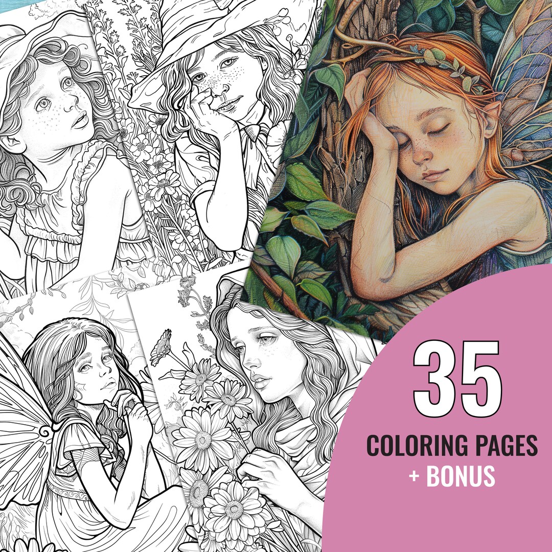 Fairy Girls Coloring Book, 35 Printable Magic Pages for Kids and Adults ...