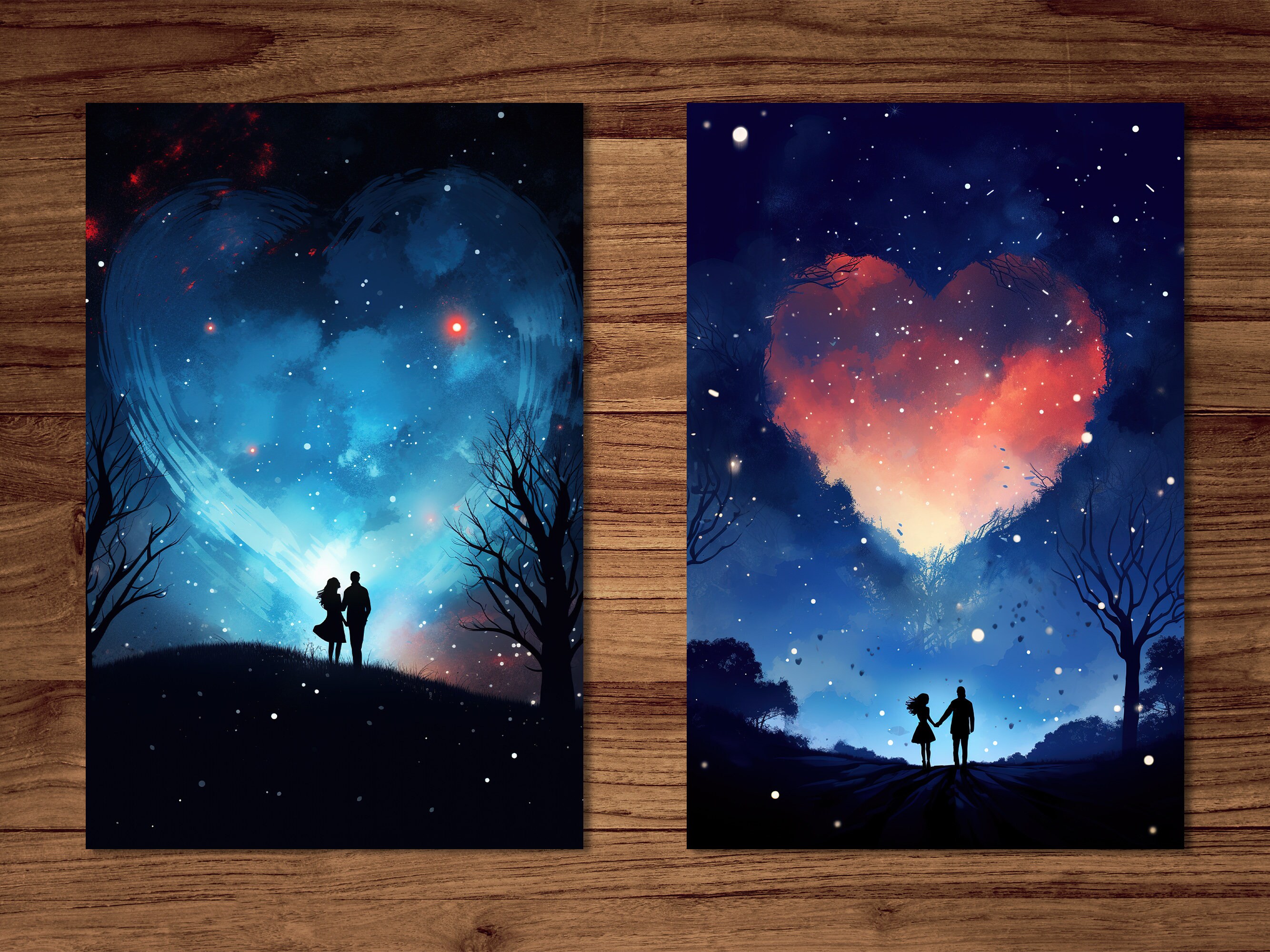 Romantic Postcards, 6 Printable Postcard Digital Download, Love Сards ...