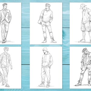 Fashionable Men's Outfits Coloring Book, 35 Printable Fashion Men Pages ...