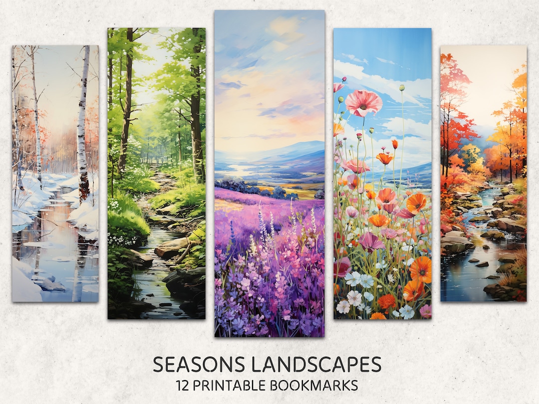 Seasons Landscapes Bookmarks 12 Printable Bookmarks Digital Download ...