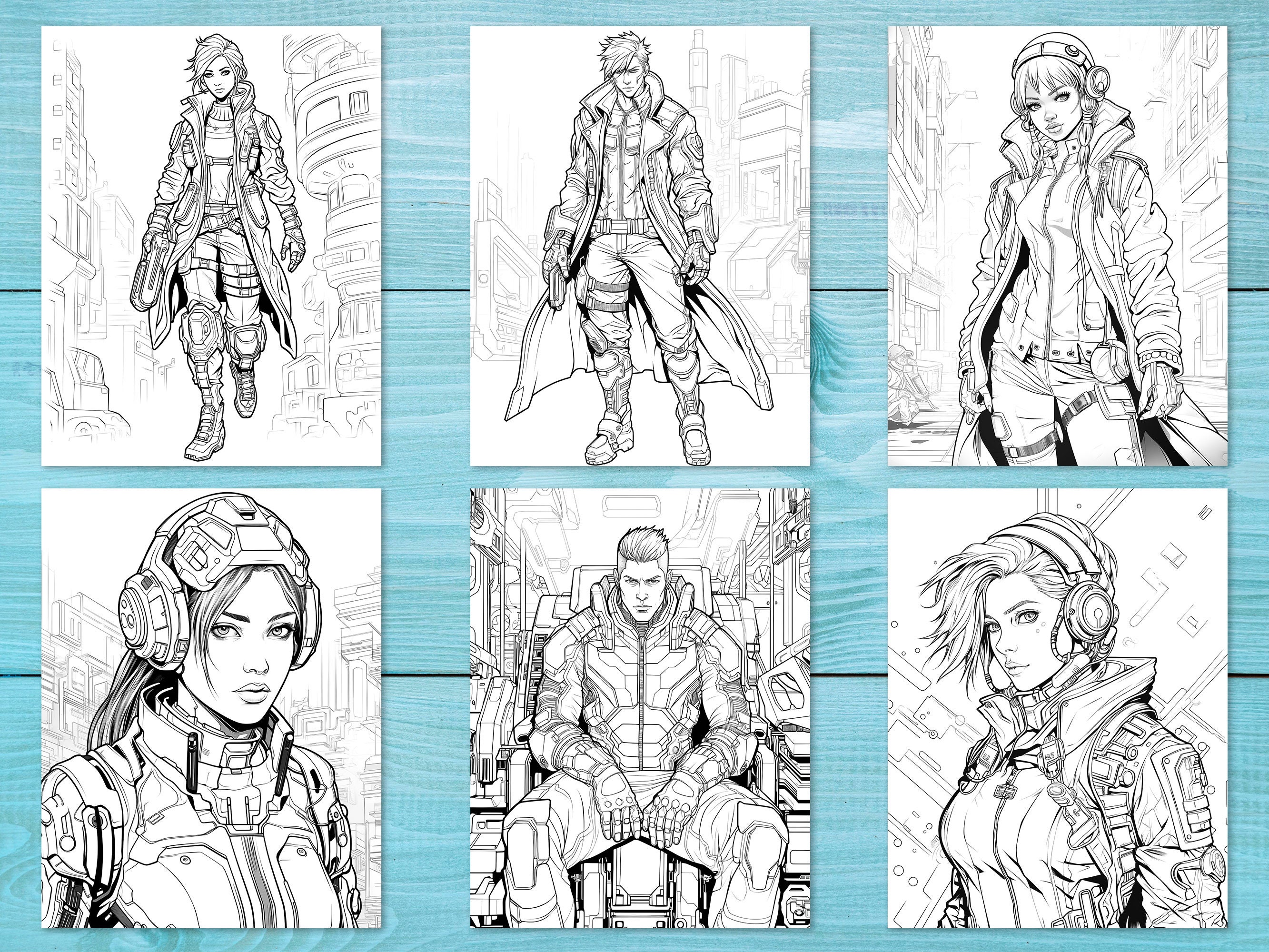 Cyberpunk Coloring Book, 31 Printable Fantastic Pages for Adults and ...