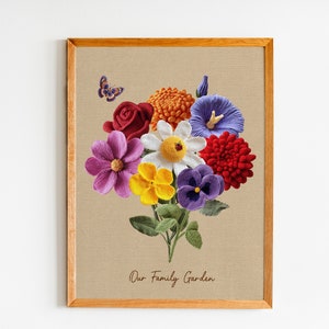 Unique Birth Flower Family Bouquet | Custom Digital Print Download ...