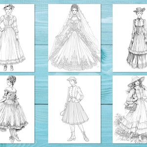 Victorian Women's Clothing Coloring Book, 33 Printable Fashion Pages ...