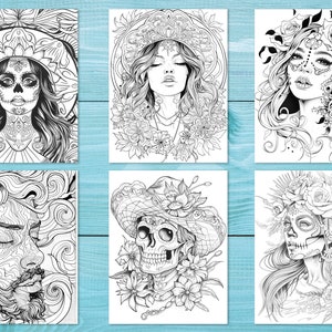 Chicano Art Coloring Book, 34 Printable Grayscale Pages for Adult ...