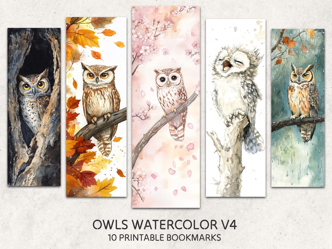 Cute Owl Bookmarks | 10 Printable Bird-themed Bookmark Sheets | Book ...
