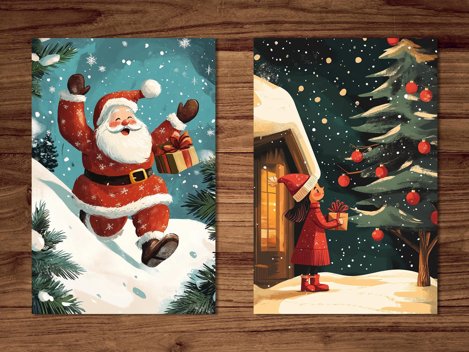 Festive Christmas Postcards | Printable Holiday Card Set | Modern ...