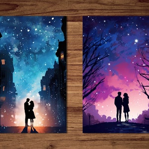 Romantic Postcards, 6 Printable Postcard Digital Download, Love Сards ...