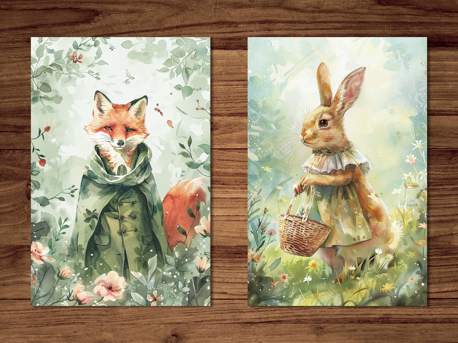 Woodland Animals Postcards, 6 Printable Fairy Postcards Digital ...