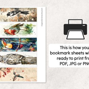 Birds Bookmarks 20 Printable Colorful Bookmarks Digital Download ...