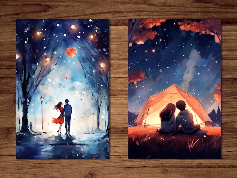 Love Postcards, 6 Printable Romantic Postcard Digital Download, Love ...