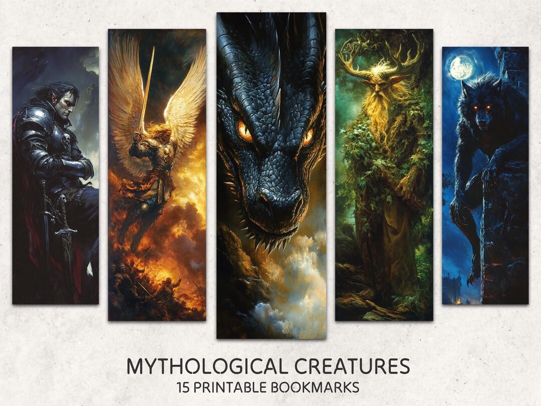 Mythological Creatures Bookmark Set | Fantasy 15 Printable Bookmarks ...