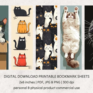 Funny Cats Bookmarks 15 Printable Bookmarks Digital Download Cute Cats ...