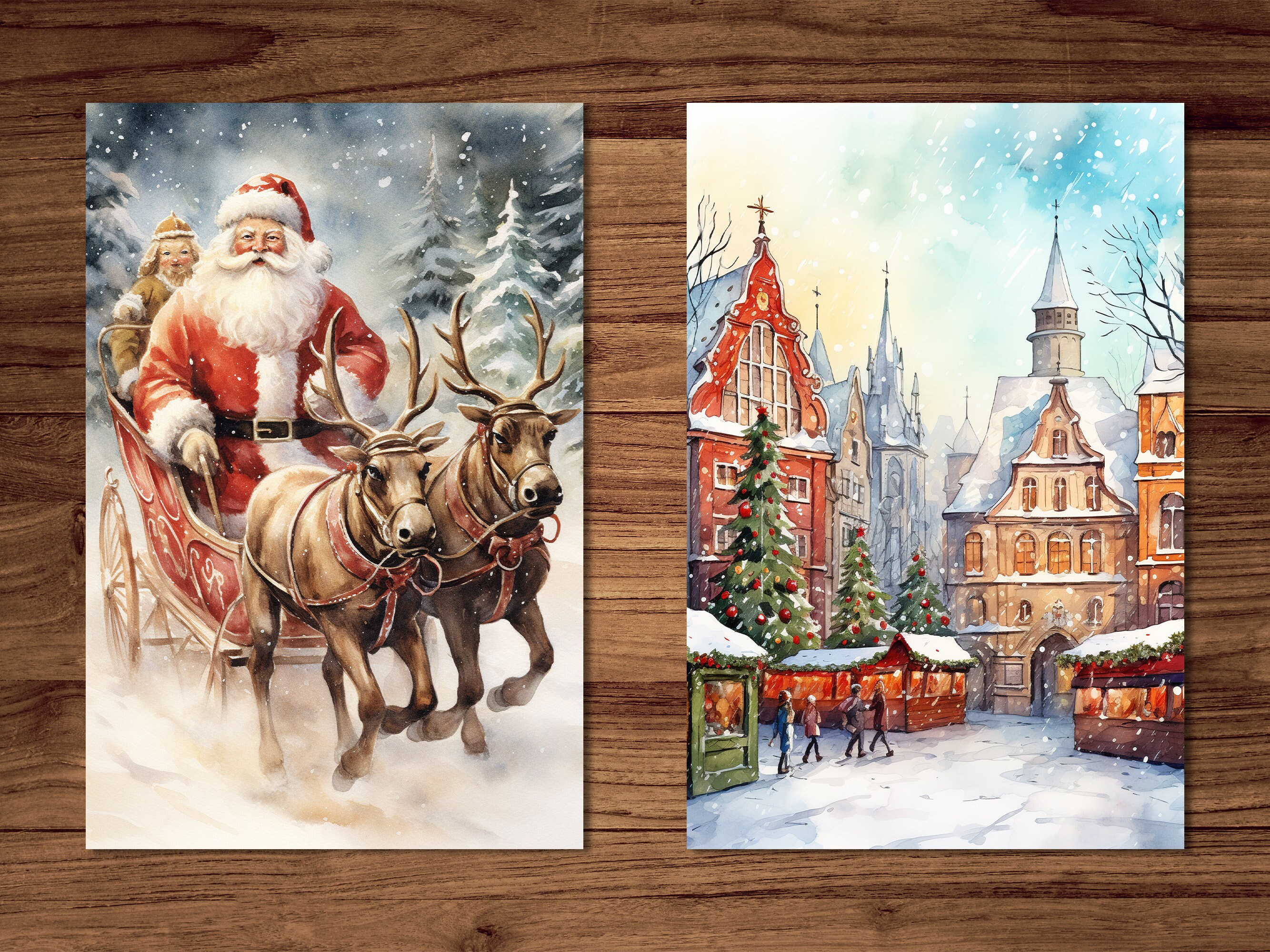 80s Style Christmas Postcards, 6 Printable Winter Postcard Digital ...