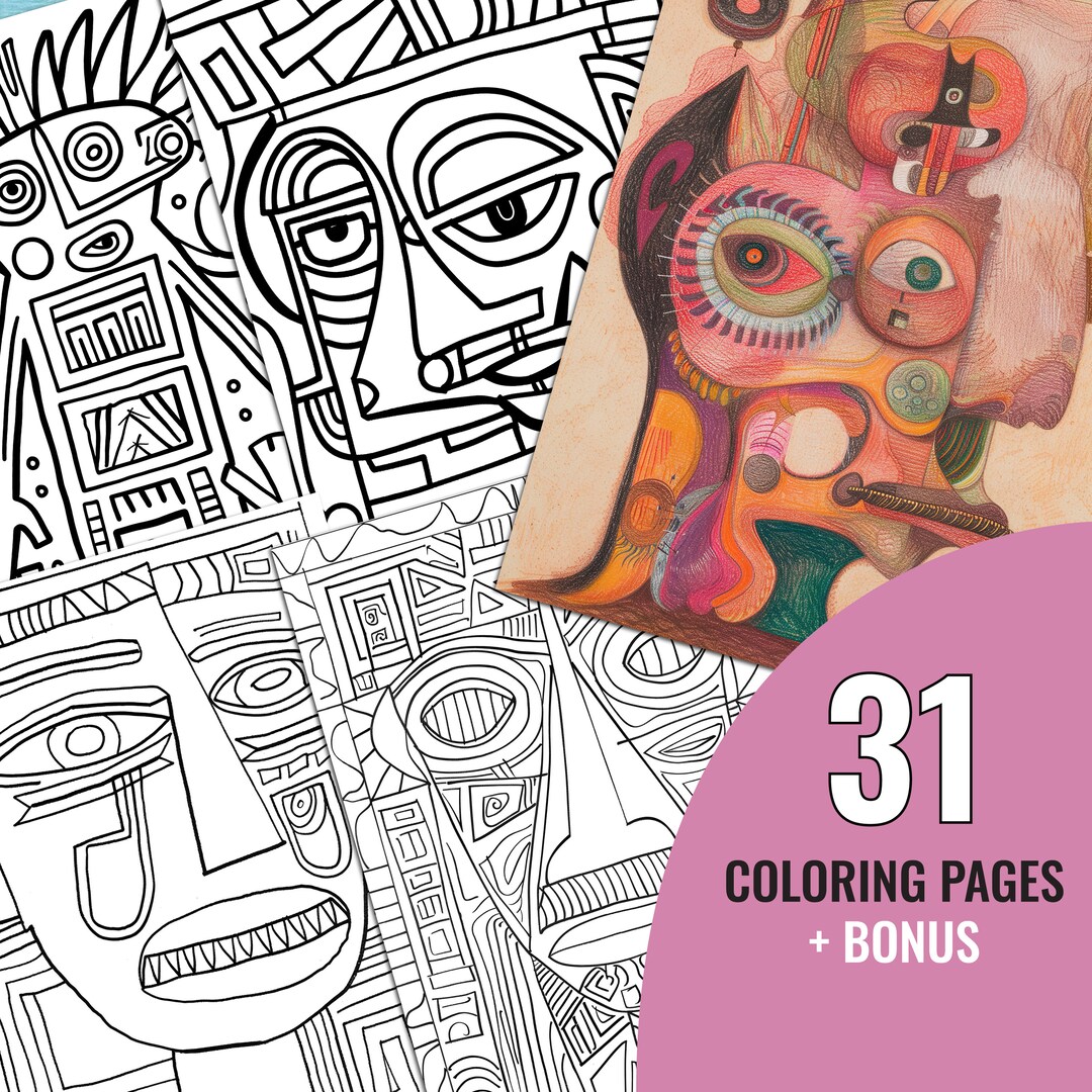 Cubism Art Coloring Book, 31 Printable Painting Coloring Pages for ...