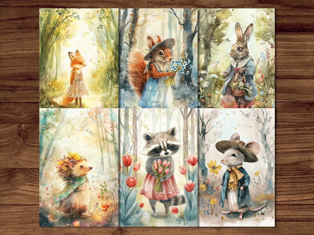 Woodland Animals Postcards, 6 Printable Fairy Postcards Digital ...