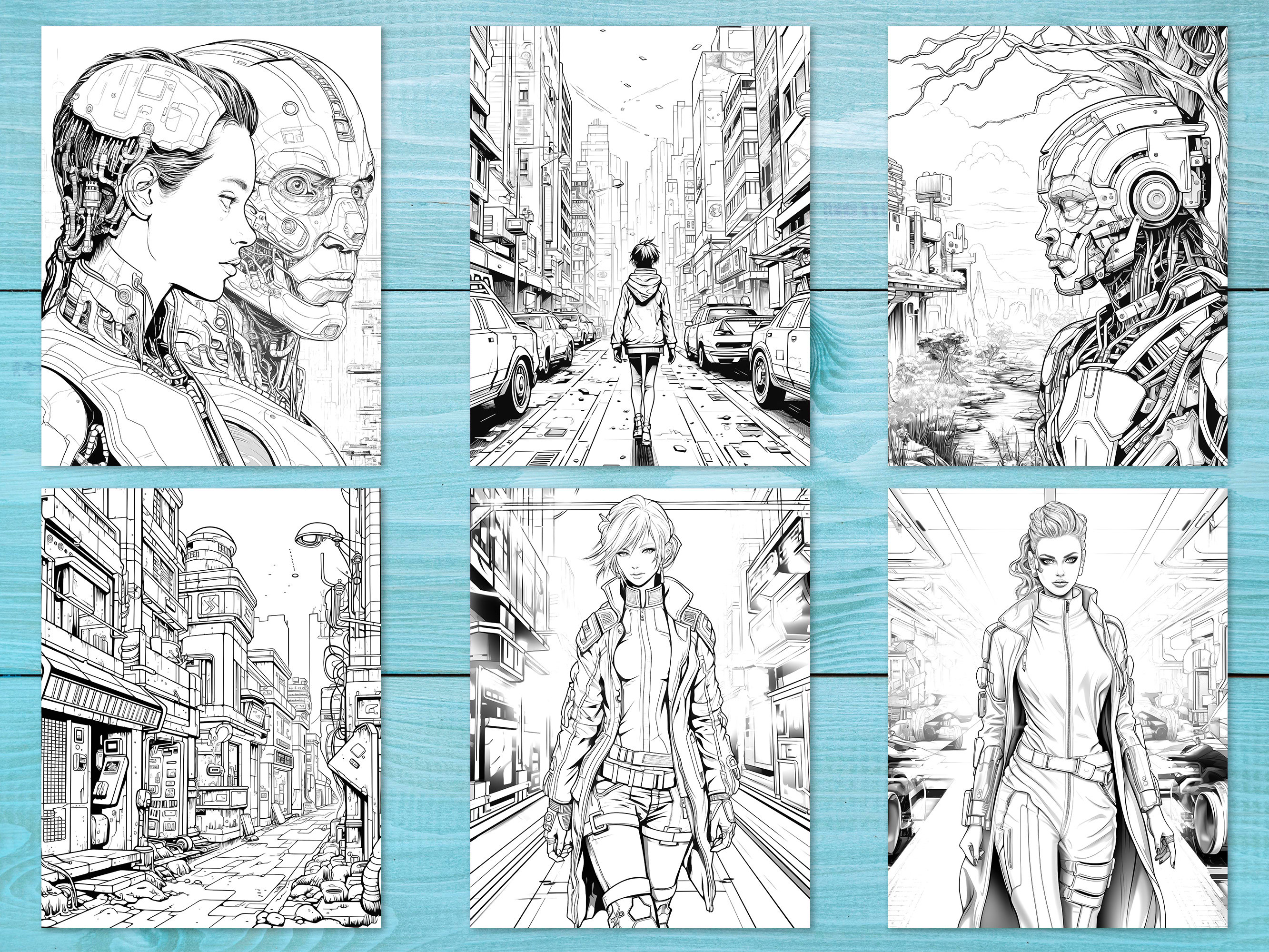 Cyberpunk Coloring Book, 31 Printable Fantastic Pages for Adults and ...