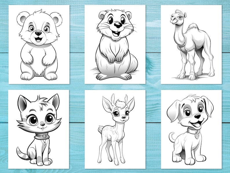 Cute Animals Coloring Book 32 Printable PDF Pages for Kids - Etsy