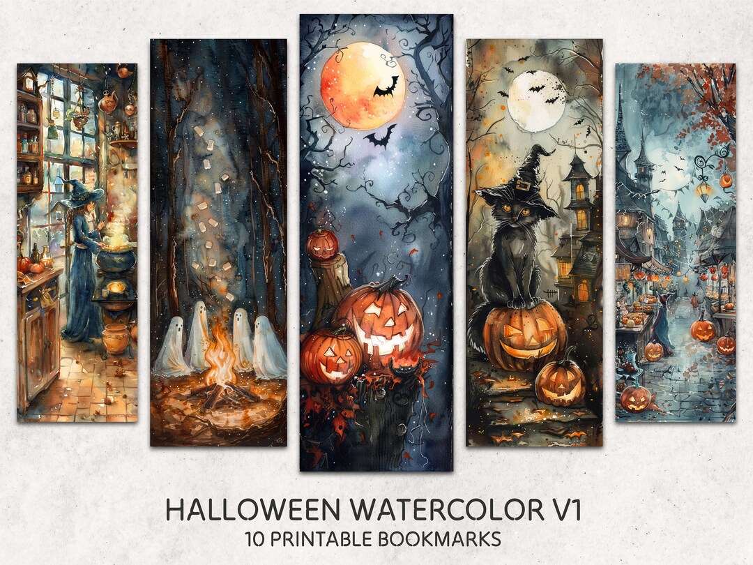 Spooky Halloween Bookmarks | 10 Printable Cute Designs | Digital ...