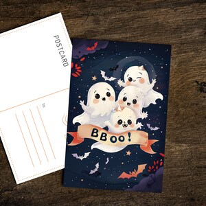 Cute Halloween Postcards, 6 Printable Holiday Greetings Cards Digital ...