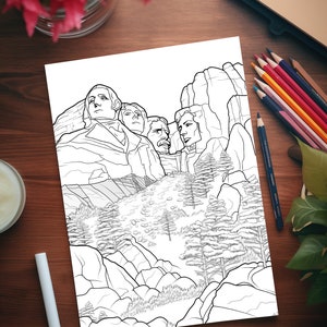 USA Landscape Coloring Pages, 40 Printable USA Landmarks Coloring Book ...