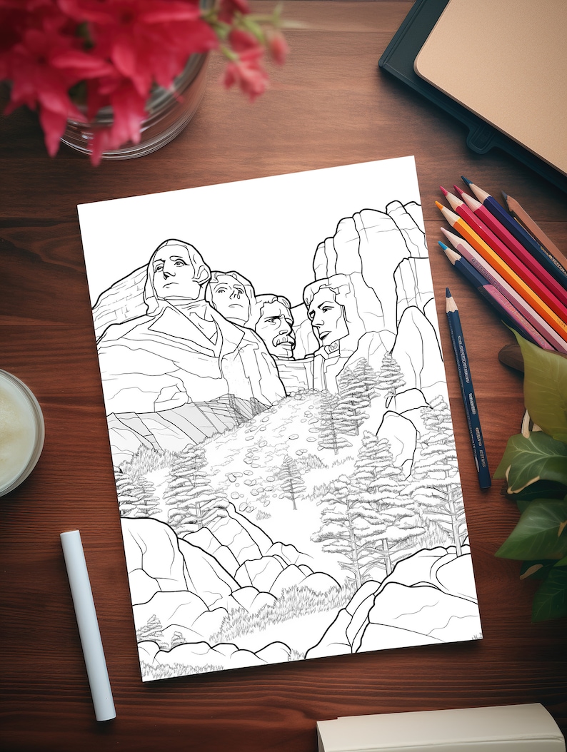 USA Landscape Coloring Pages, 40 Printable USA Landmarks Coloring Book ...