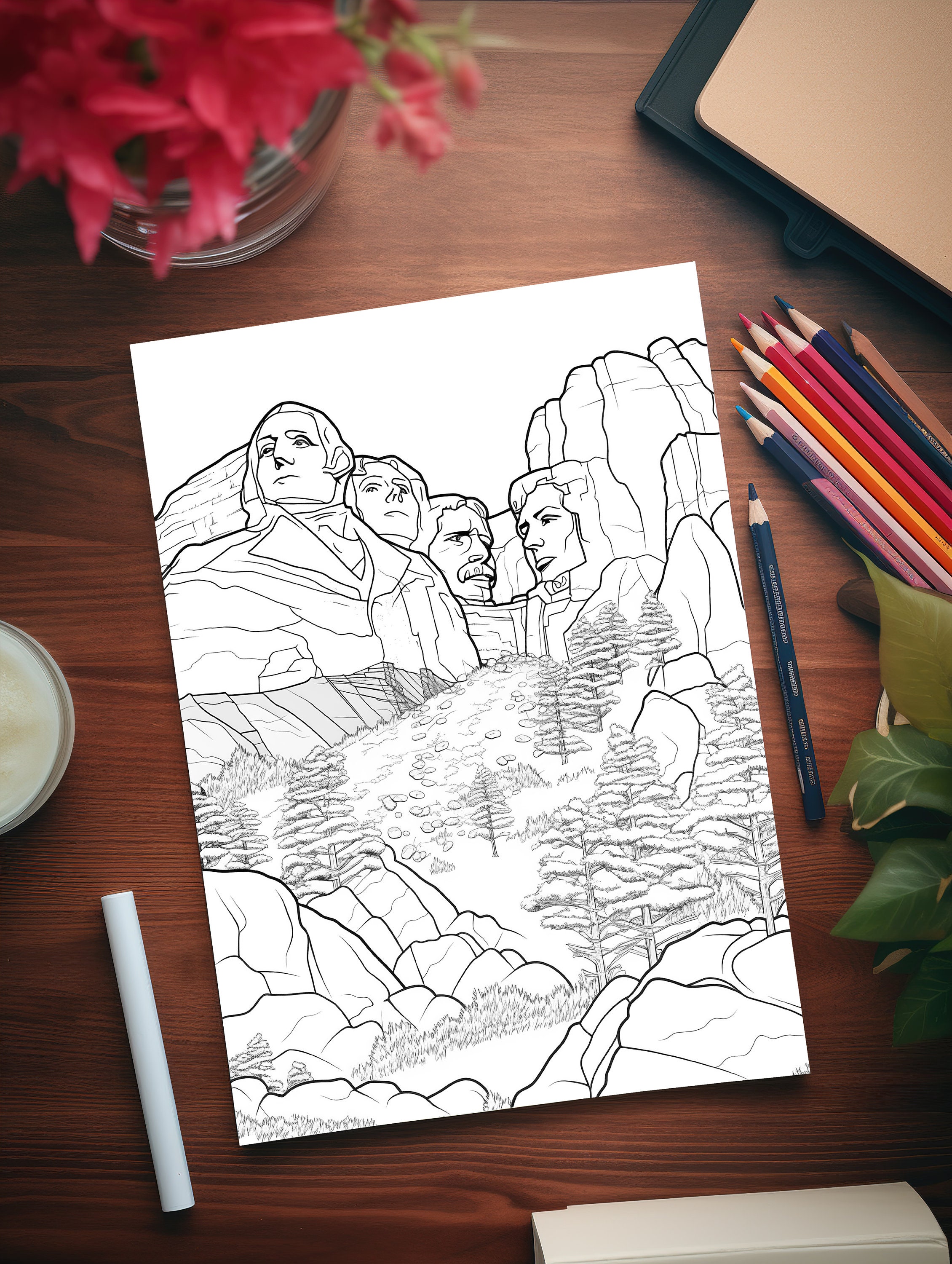 USA Landscape Coloring Pages, 40 Printable USA Landmarks Coloring Book ...