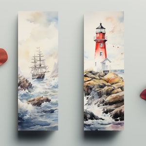 Nautical Bookmark 15 Printable Bookmarks Digital Download Lighthouse ...