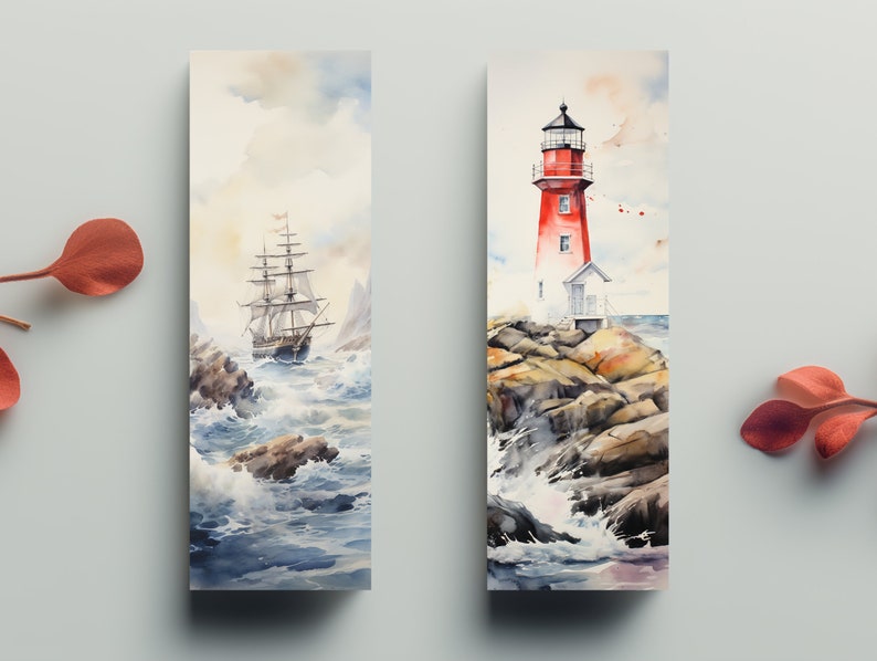 Nautical Bookmark 15 Printable Bookmarks Digital Download Lighthouse ...